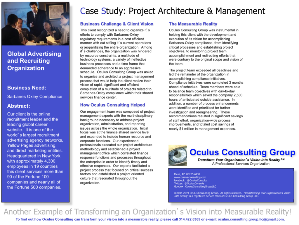 Project Management | Oculus Consulting Group LLC