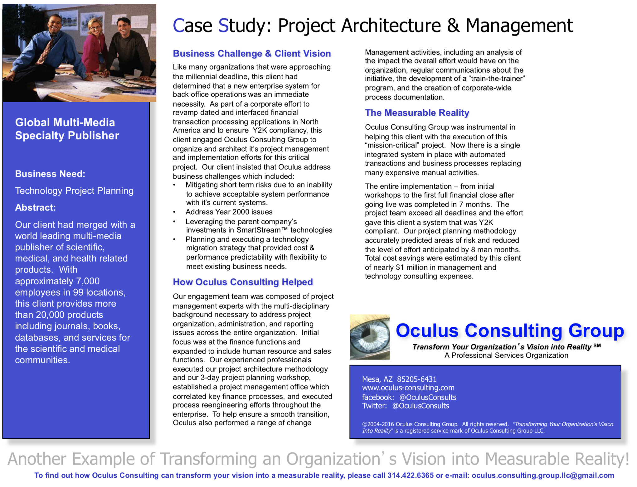 Project Management | Oculus Consulting Group LLC
